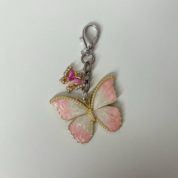 Handmade | Accessories | Handmade Pink And Gold Butterfly Bag Charm ...